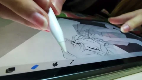 Close up hand with Ddigital Pencil Drawi... | Stock Video | Pond5