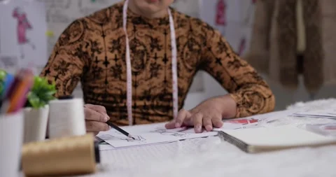 Close up hand of fashion designer man dr... | Stock Video | Pond5