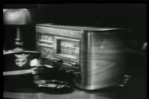 Close-up of hand turning off 1940s radio | Stock Video | Pond5