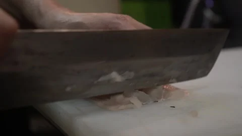 Close up of hands cutting fish. Japanese... | Stock Video | Pond5