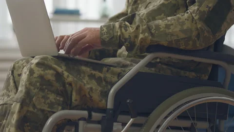 Close-up hands of military man with disa... | Stock Video | Pond5