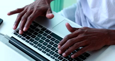 Close-up hands typing on computer laptop... | Stock Video | Pond5