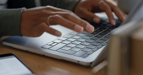 close up hands typing using laptop compu... | Stock Video | Pond5