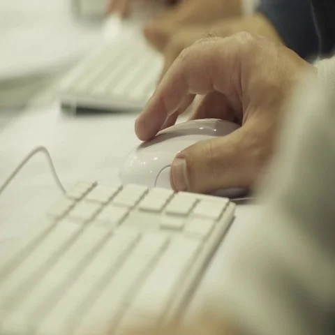 Close up of hands using mouse and keyboa... | Stock Video | Pond5