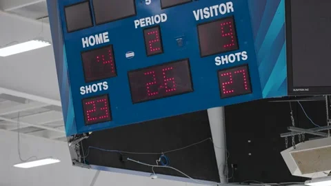 Close up of a hockey rink scoreboard cou... | Stock Video | Pond5