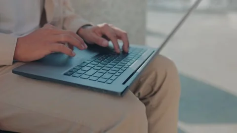 close up a human hands typing His laptop... | Stock Video | Pond5