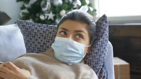 Close up of Indian unwell female in mask... | Stock Video | Pond5