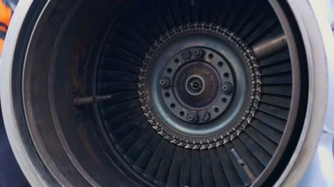 Close-up of a jet engine blade. Fuel com... | Stock Video | Pond5