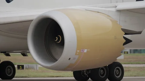 Close up of jet engine starting up on mo... | Stock Video | Pond5