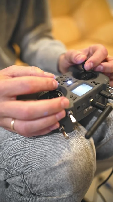 Close-up of joystick control from a dron... | Stock Video | Pond5