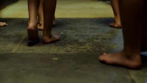 Close up for kids legs running barefoot ... | Stock Video | Pond5