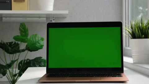 Close up laptop green screen. Chroma key... | Stock Video | Pond5