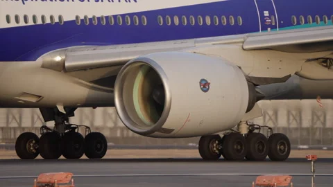 Close Up of Large Jet Engine, ANA Boeing... | Stock Video | Pond5