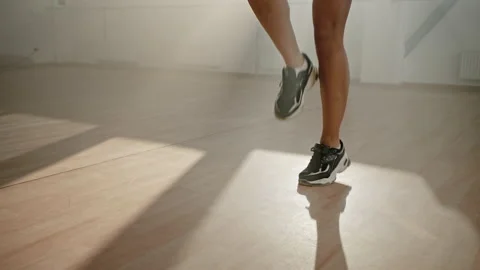 Close-up. Legs of female athlete engaged... | Stock Video | Pond5