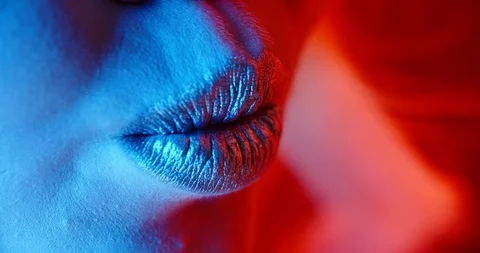 Close up of lips with glowing lipstick b... | Stock Video | Pond5