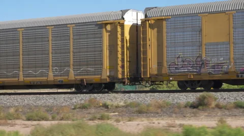 CLOSE UP: Long freight container train m... | Stock Video | Pond5