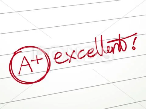 Close-up look of a plus grade and excellent word Illustration #45524672
