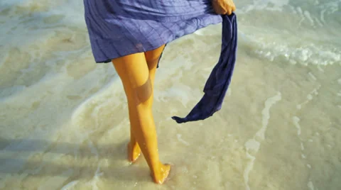 Close Up Lower Body Beach Girl Wearing S... | Stock Video | Pond5