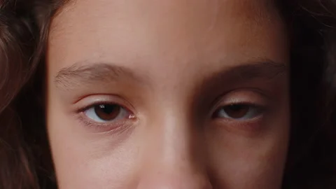 Close-up macro portrait of teen child ki... | Stock Video | Pond5