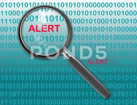 Close up of magnifying glass on alert ~ Clip Art #22163379
