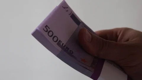 Close Up Of Male Hands Counting 500 Euro... | Stock Video | Pond5
