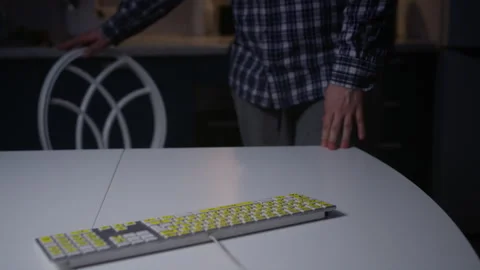 Close-up: A man uses a keyboard with bra... | Stock Video | Pond5
