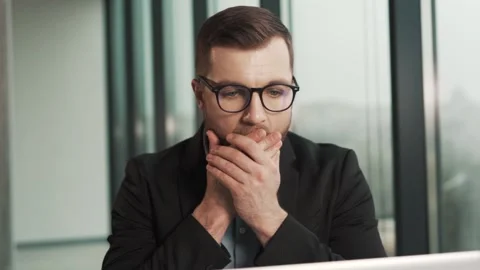 Close-up of a man's face with confused e... | Stock Video | Pond5