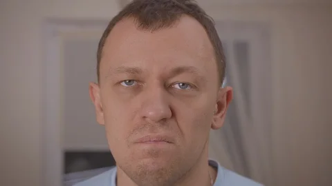 Close-up of a man's face, hatred express... | Stock Video | Pond5