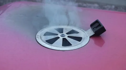 close-up of a meat grill dripping smoke ... | Stock Video | Pond5