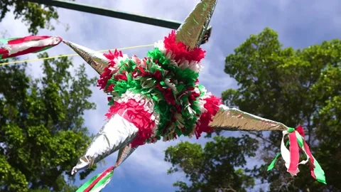 close up on a mexican pinata hanging on ... | Stock Video | Pond5