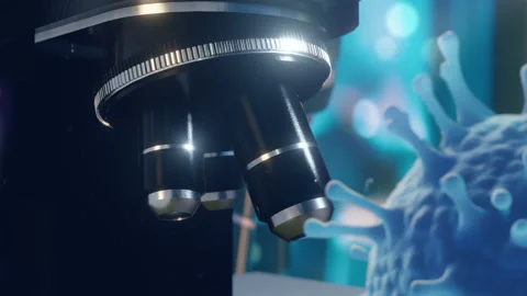 close-up of a microscope with various la... | Stock Video | Pond5