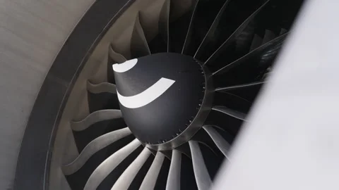 Close Up of Modern Jet Engine Fan Blades... | Stock Video | Pond5