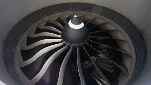 Close Up Modern Jet Engine Spinning, Fan... | Stock Video | Pond5