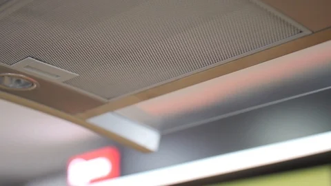 Close up of a modern kitchen hood fan in... | Stock Video | Pond5