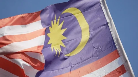 Close up moon and star of Malaysia flag ... | Stock Video | Pond5