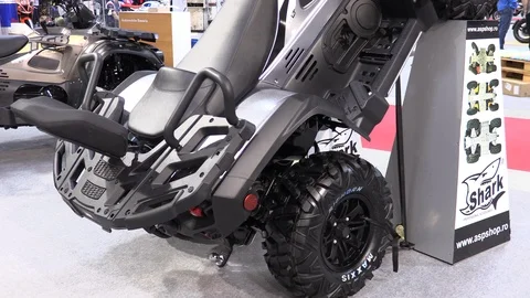 Close-up of a new ATV model on display a... | Stock Video | Pond5