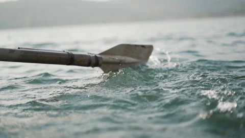 close up of an oar rowing small boat in ... | Stock Video | Pond5