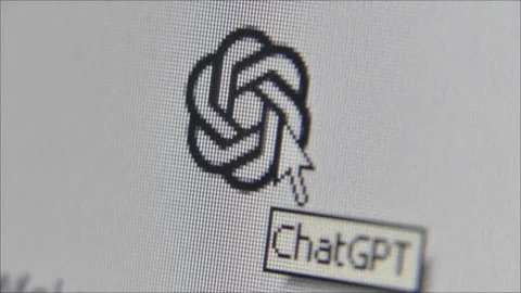 Close up OpenAI logo on screen with user... | Stock Video | Pond5