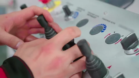 Close-up of the operator hands using the... | Stock Video | Pond5