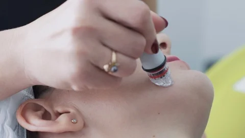 Close-up part of woman face on hydro pee... | Stock Video | Pond5