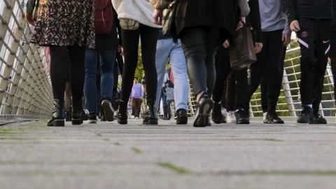 Close up of pedestrians feet crossing th... | Stock Video | Pond5
