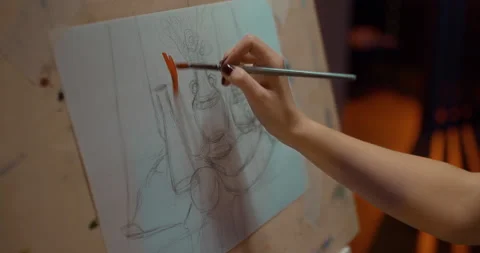 Close-up, pencil sketch on paper. Artist... | Stock Video | Pond5