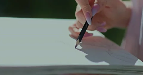 Close-up of pencil sketch on paper. Fema... | Stock Video | Pond5