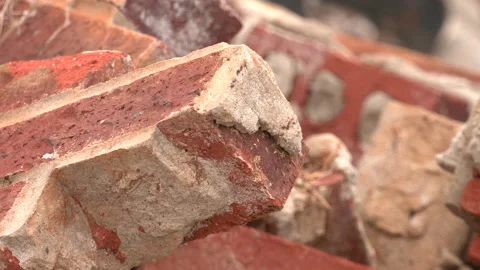 Close UP Pile of Broken Bricks 4K | Stock Video | Pond5