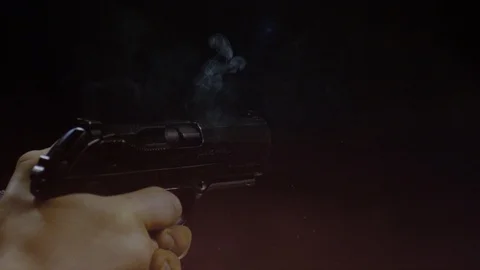Close up of a pistol firing a bullet, Ul... | Stock Video | Pond5