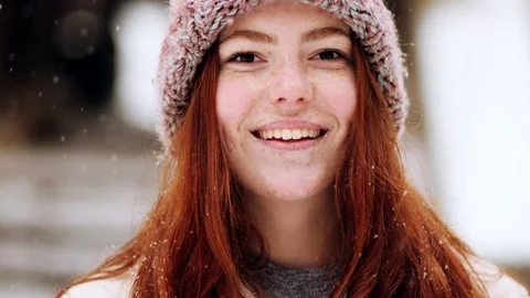 Close up portrait of cute charming face ... | Stock Video | Pond5