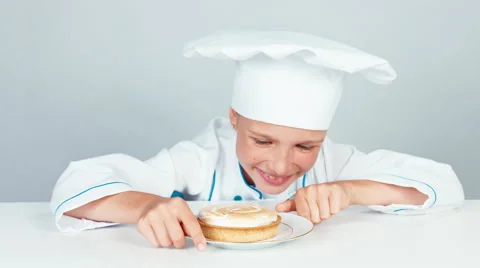 Close up portrait happy little chef cook... | Stock Video | Pond5