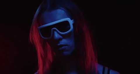 Close up portrait of retro wave 80s fash... | Stock Video | Pond5