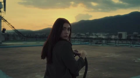 Close up portrait of young girl sitting ... | Stock Video | Pond5