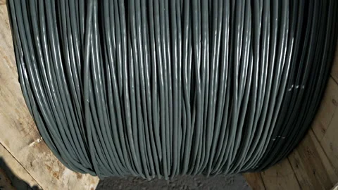 Close-up of a power cable on a big woode... | Stock Video | Pond5